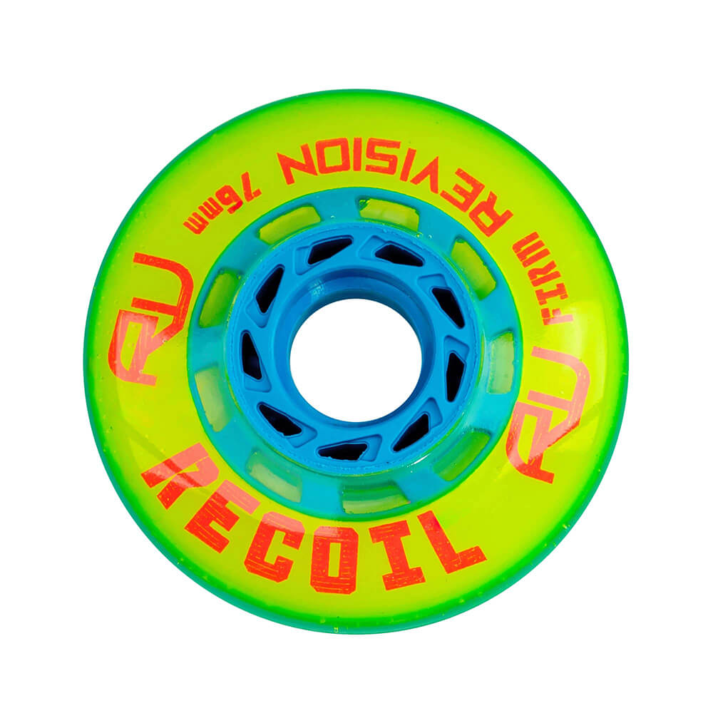 Revision Hockey Recoil Firm (80A) Inline Hockey Wheels (Blue-Yellow-Fi ...
